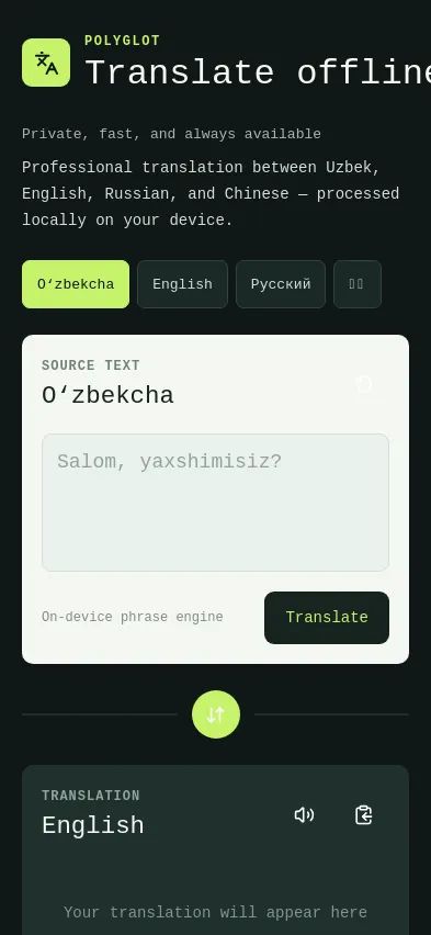 Offline Polyglot Translator