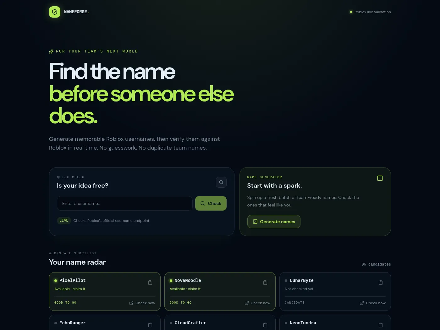 Roblox Name Checker