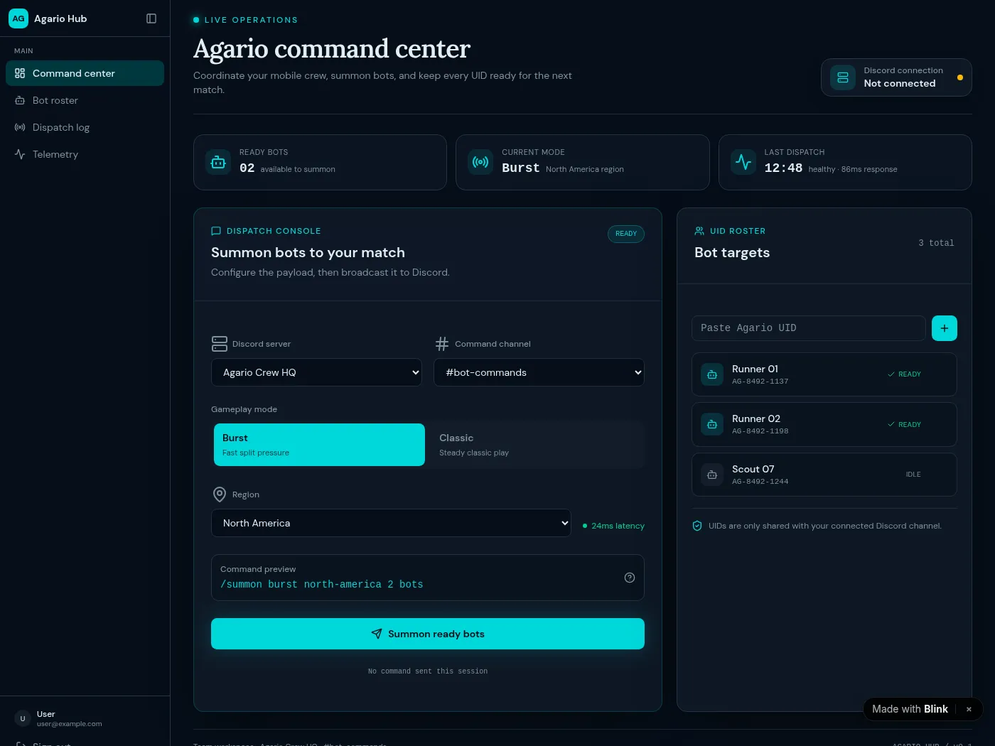 Agario Discord Control Hub