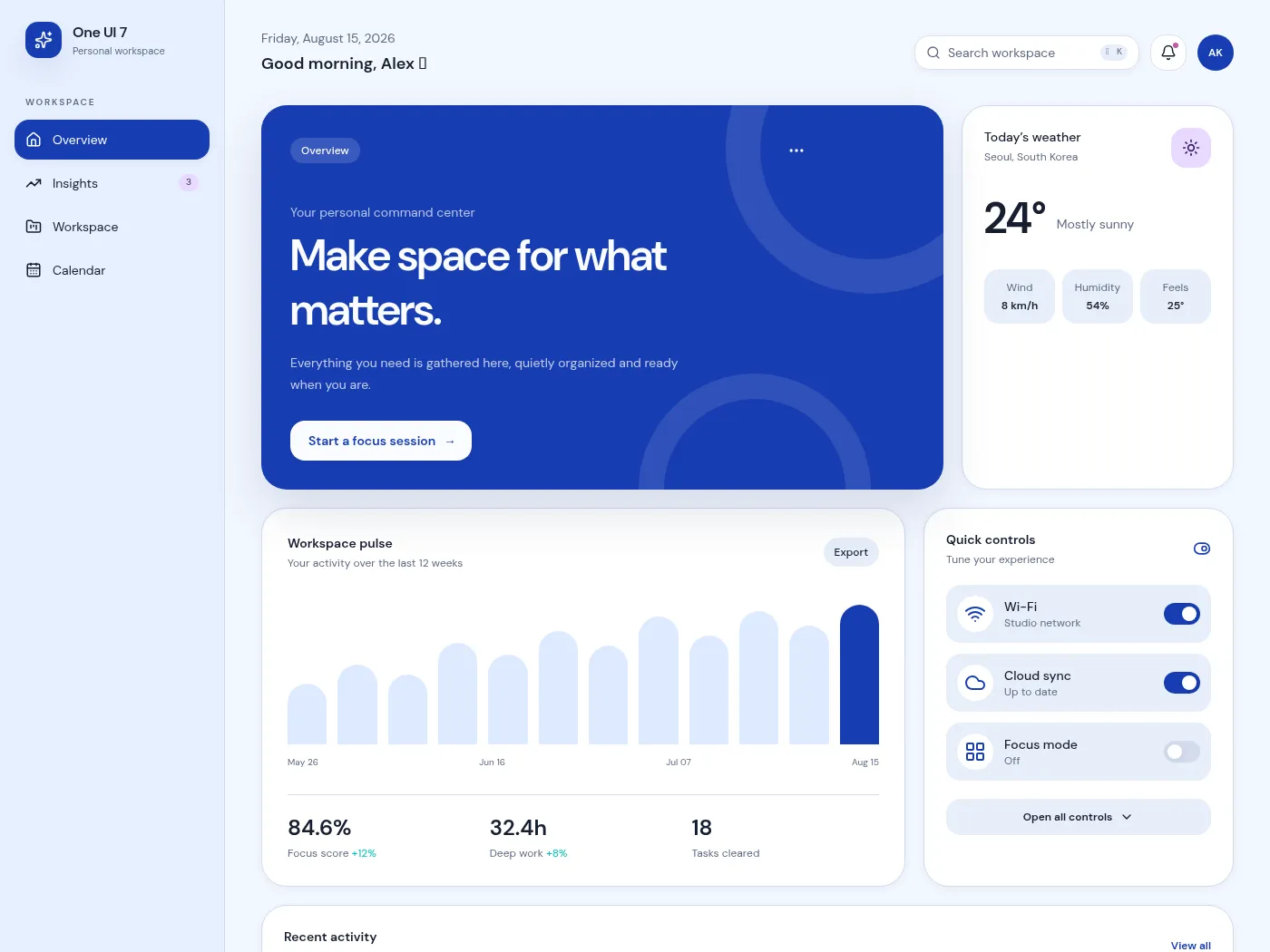 One UI 7 Dashboard