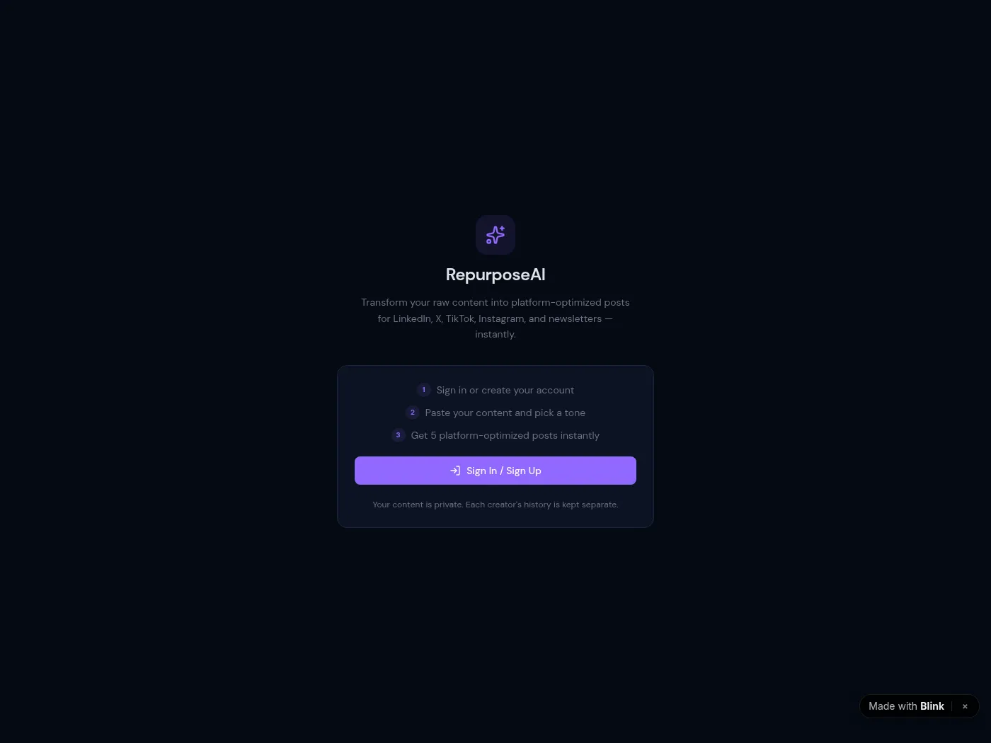 RepurposeAI Dashboard