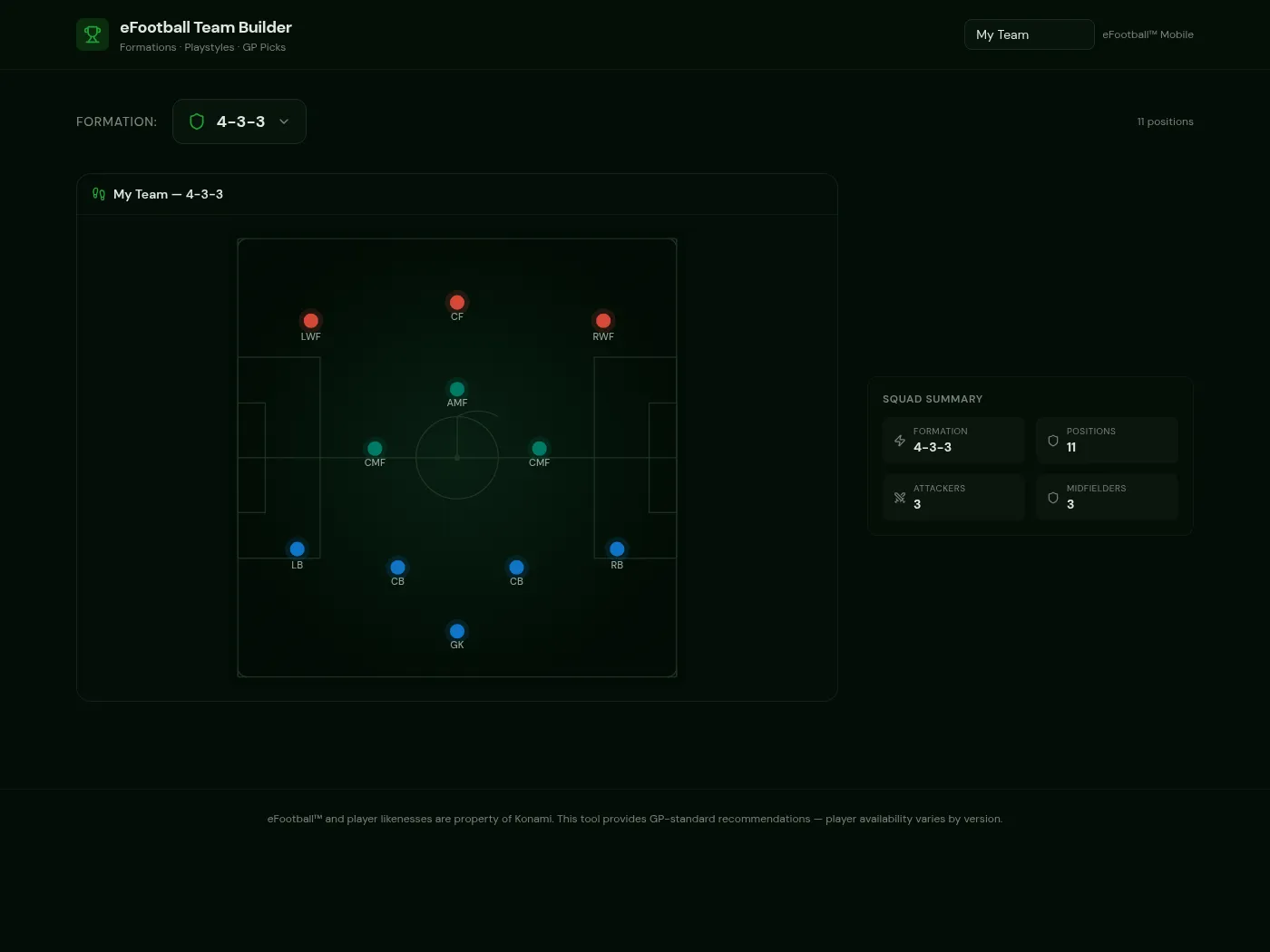 eFootball Team Builder