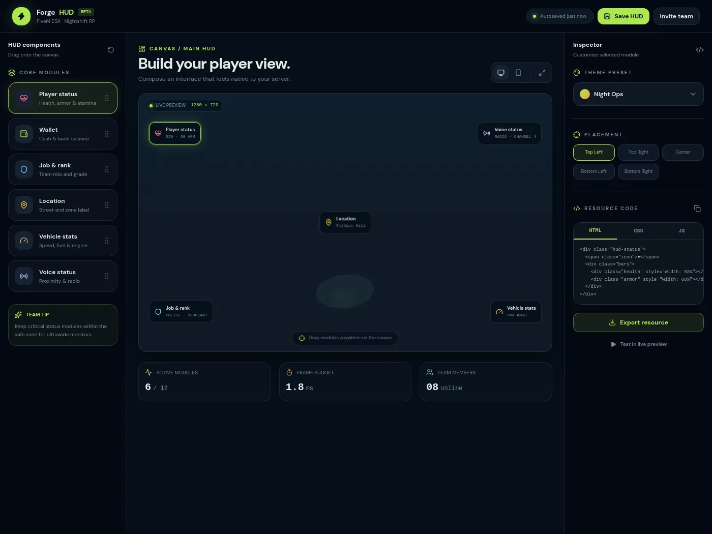 FiveM HUD Builder