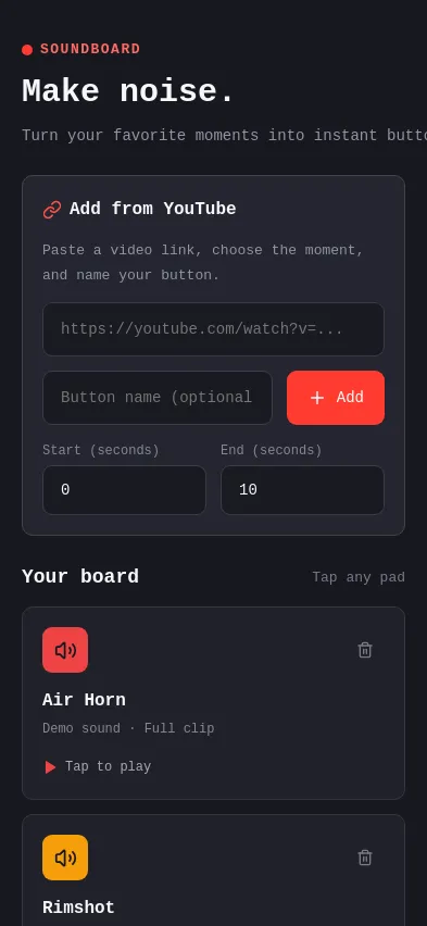 YouTube Soundboard App