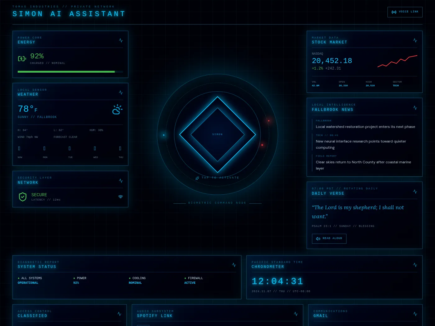 SIMON AI Futuristic HUD