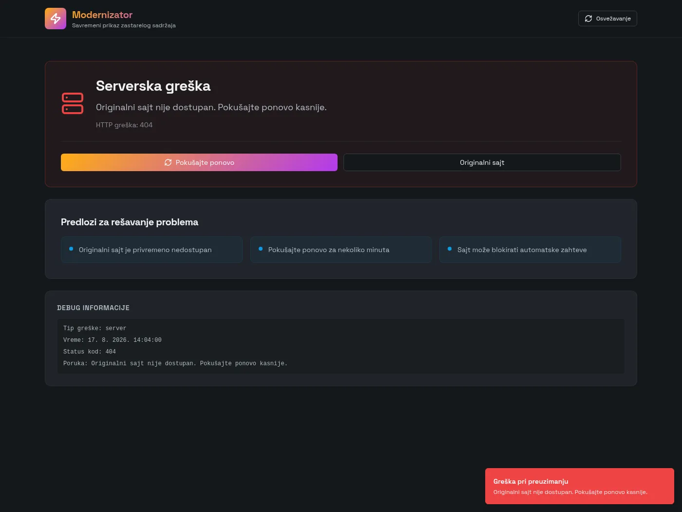 Modernizator: Savremeni Prikaz Zastarelog Sadržaja