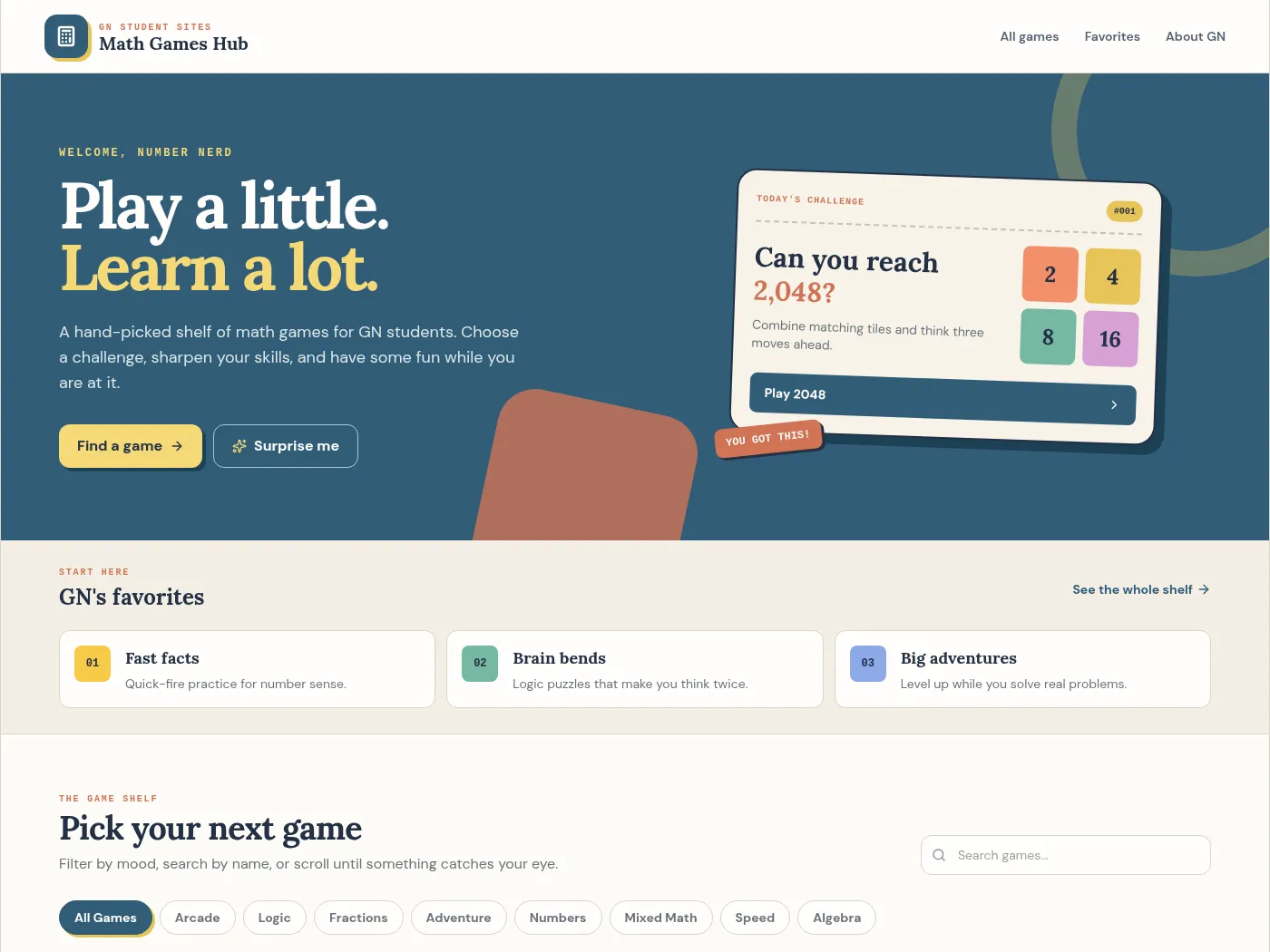 GN Math Games Hub