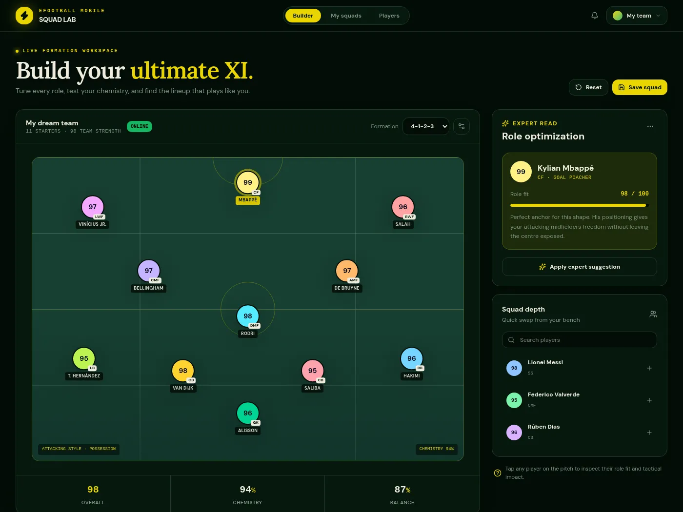 eFootball Squad Builder