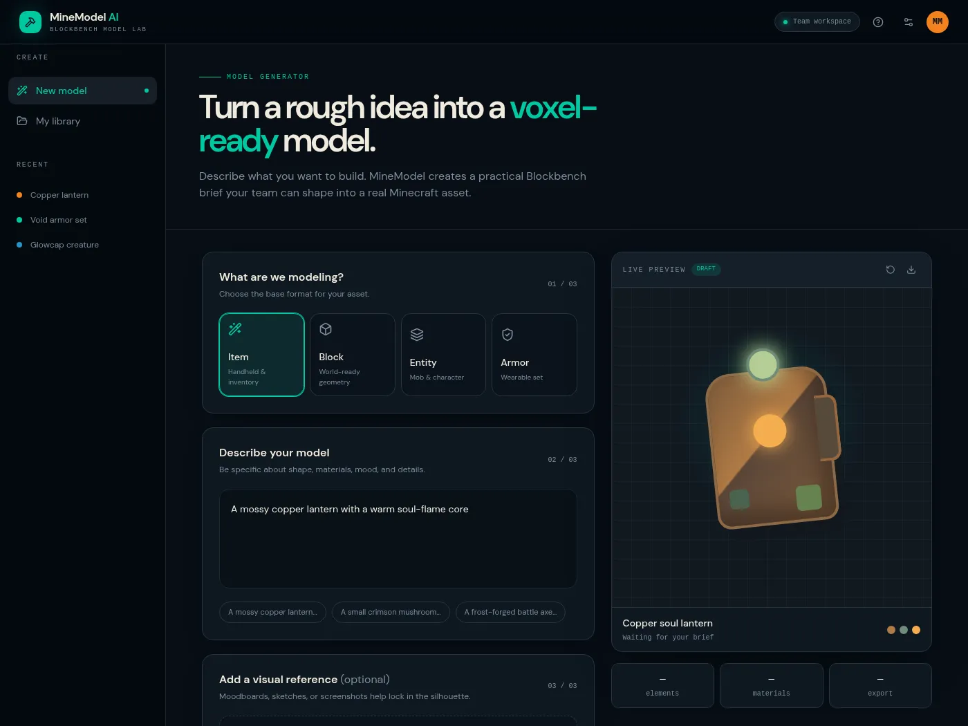 MineModel AI Generator