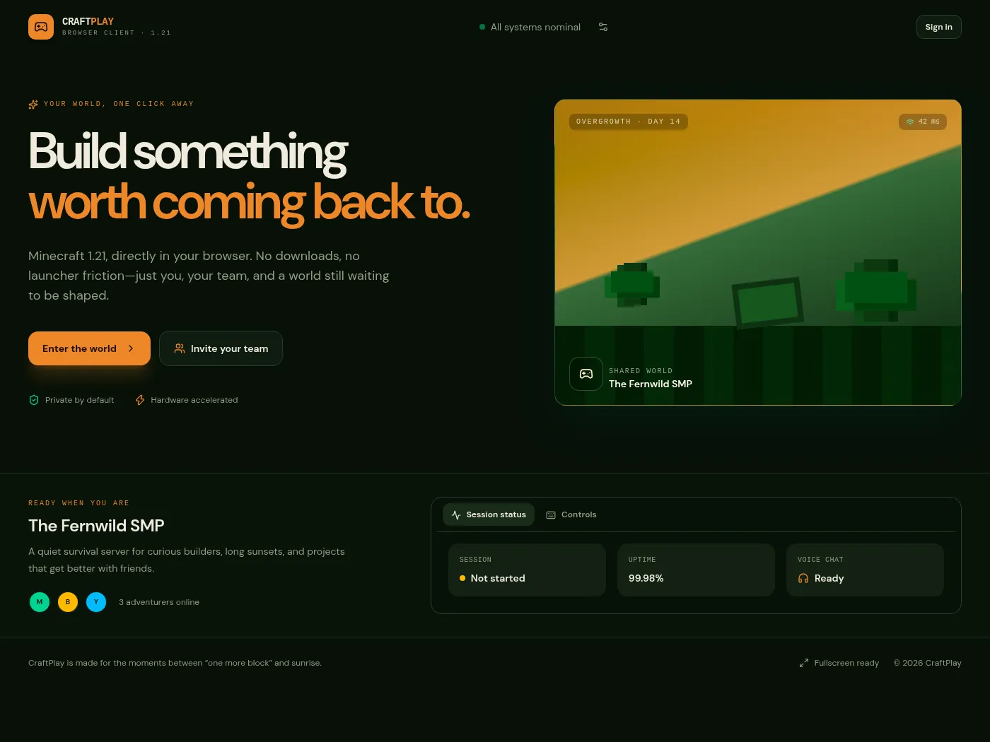 CraftPlay Web Client