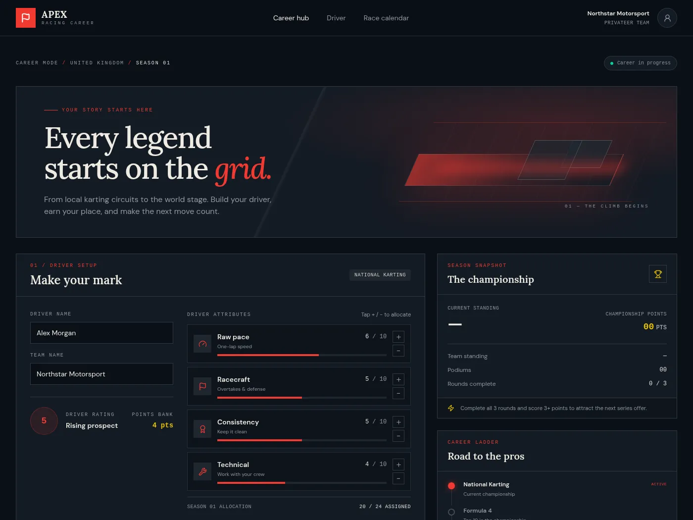 Racing Career Simulator