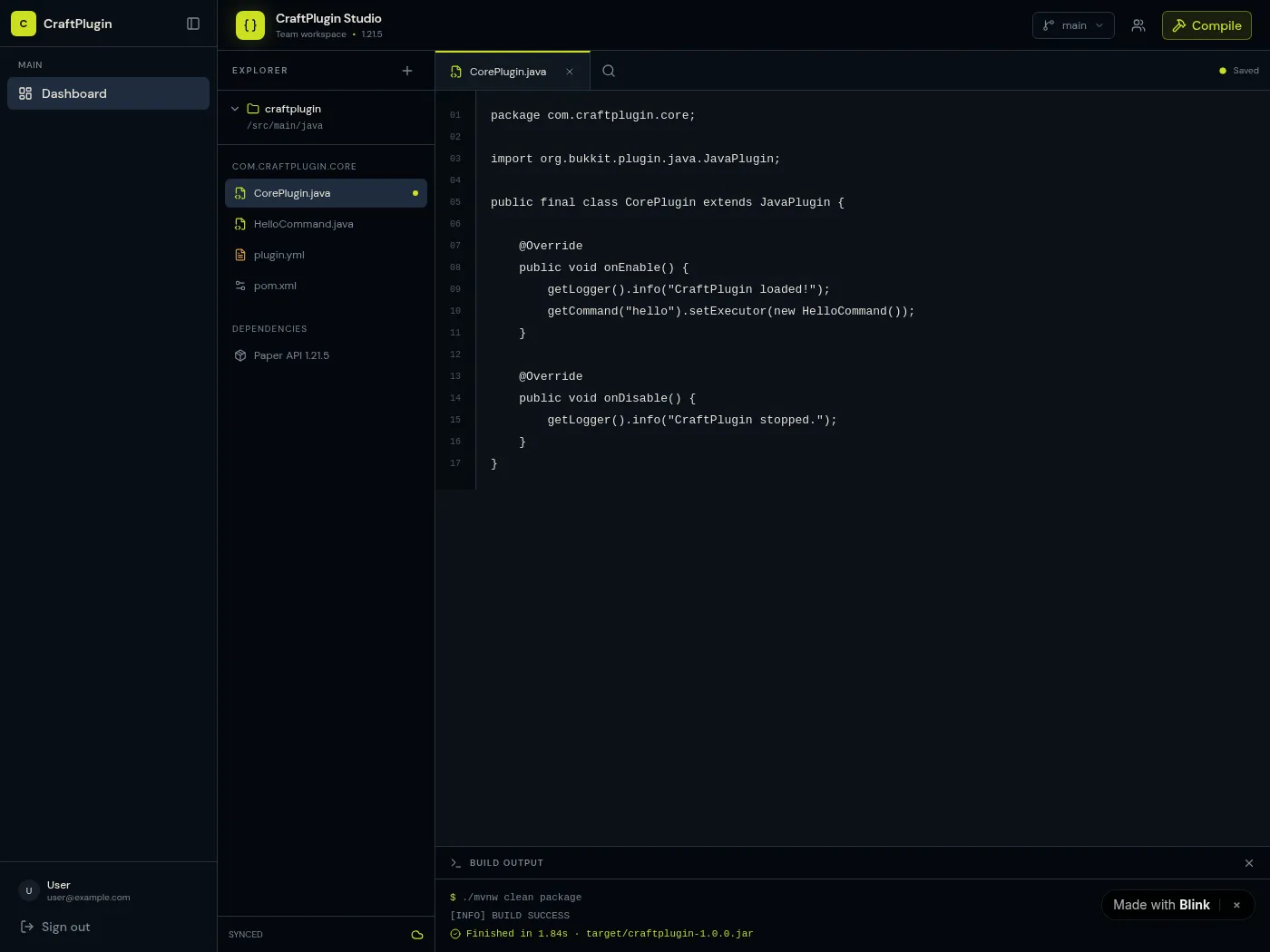 CraftPlugin Studio