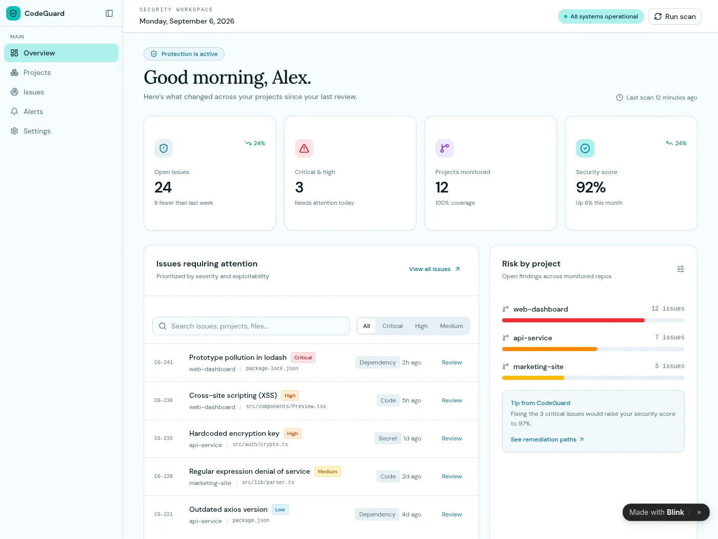 CodeGuard Web Platform