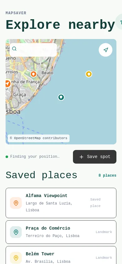 MapSaver PWA Mobile