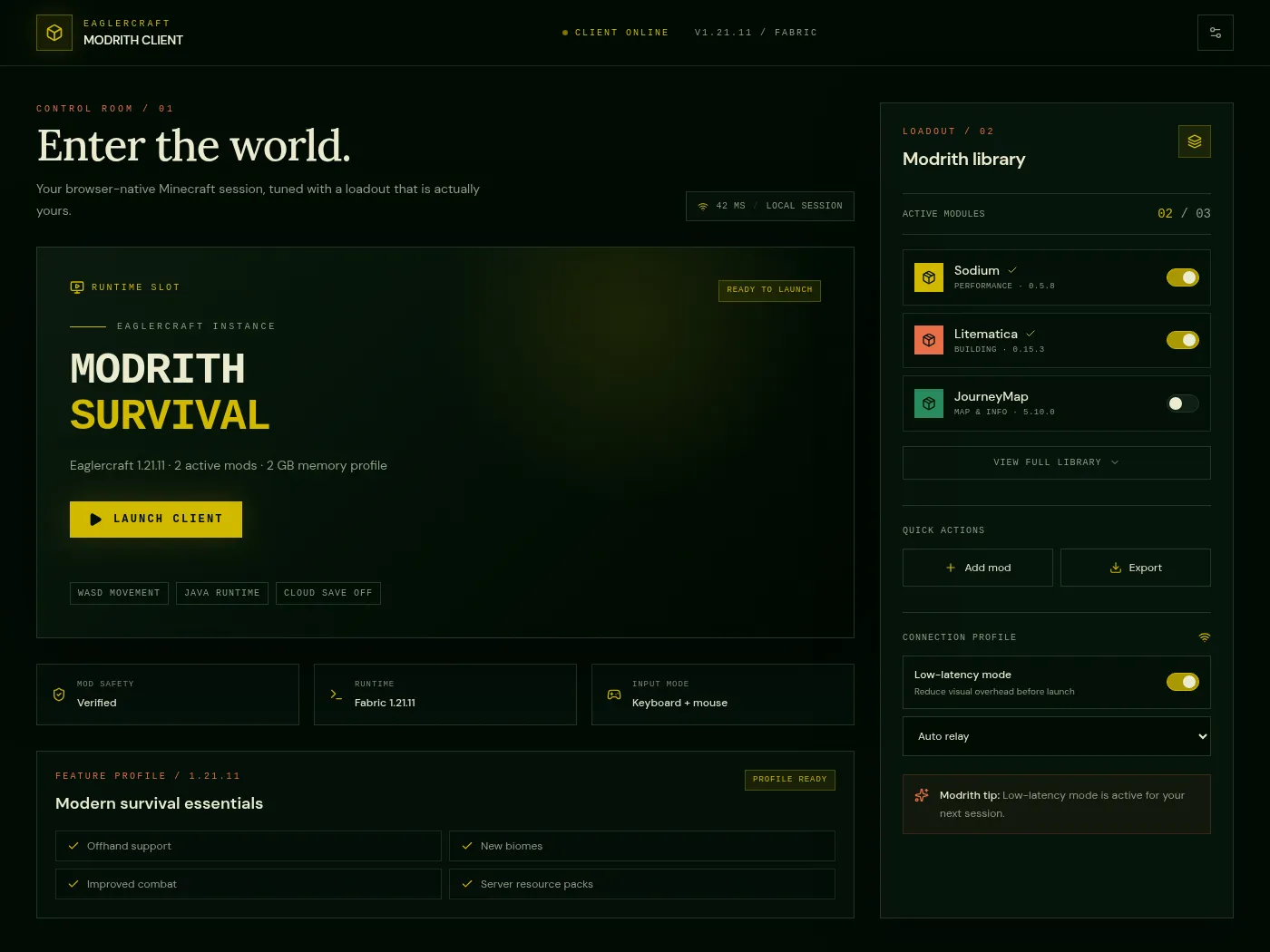Eaglercraft Modrith Client