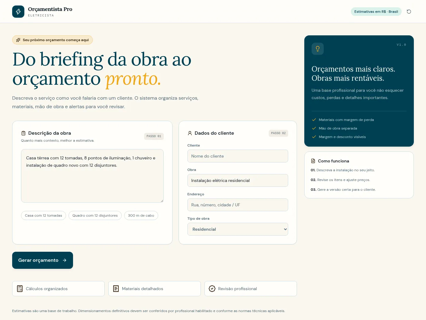 Orçamentista Pro Eletricista