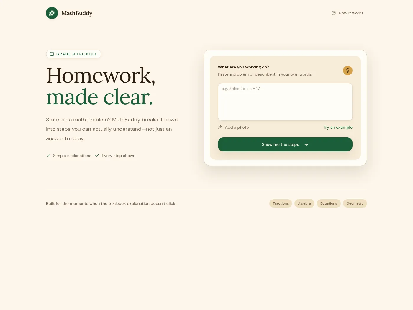 MathBuddy Homework Helper
