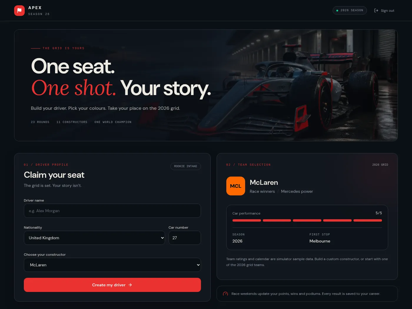 F1 Career Simulator