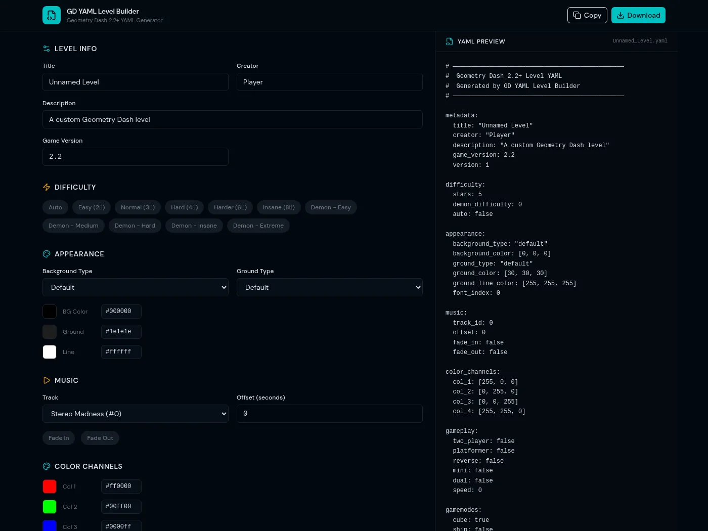 GD YAML Level Builder