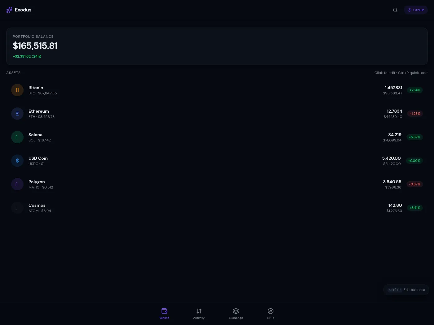 Exodus Wallet Playground