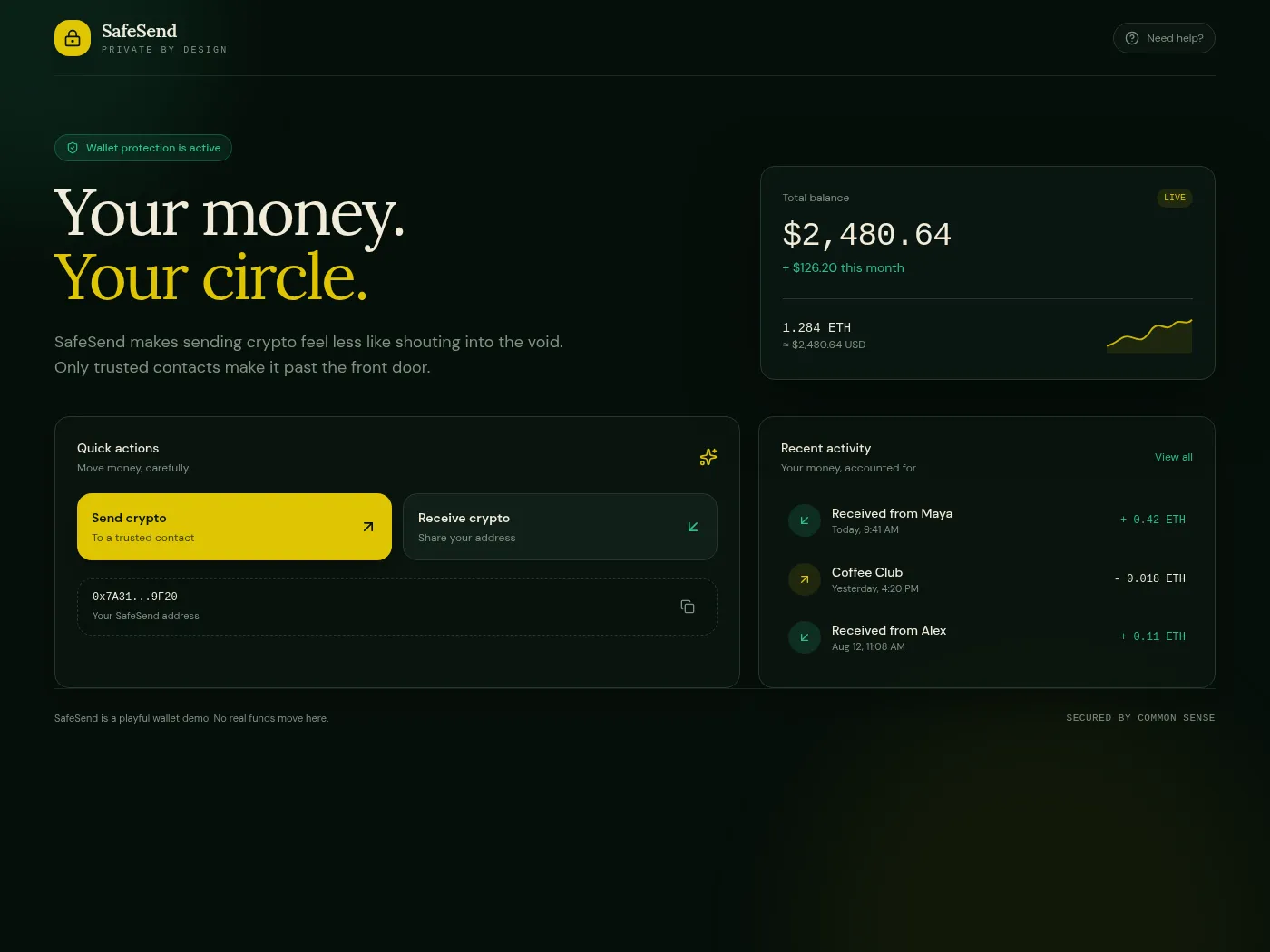 SafeSend Crypto Wallet