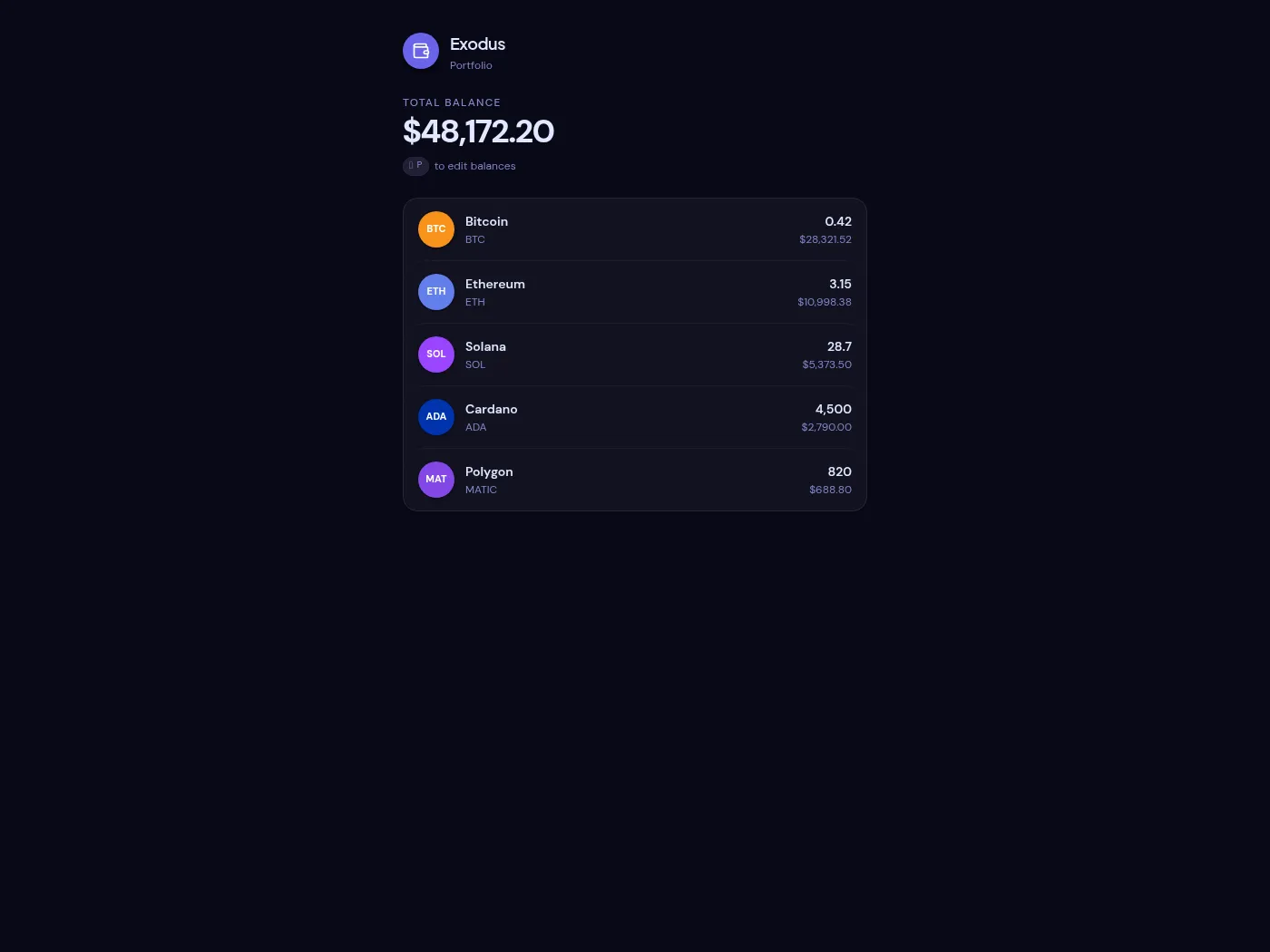 Exodus Wallet Simulator