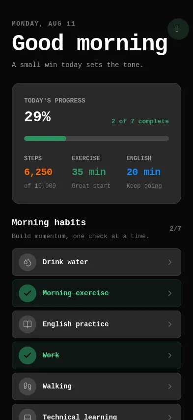 Morning Progress Tracker