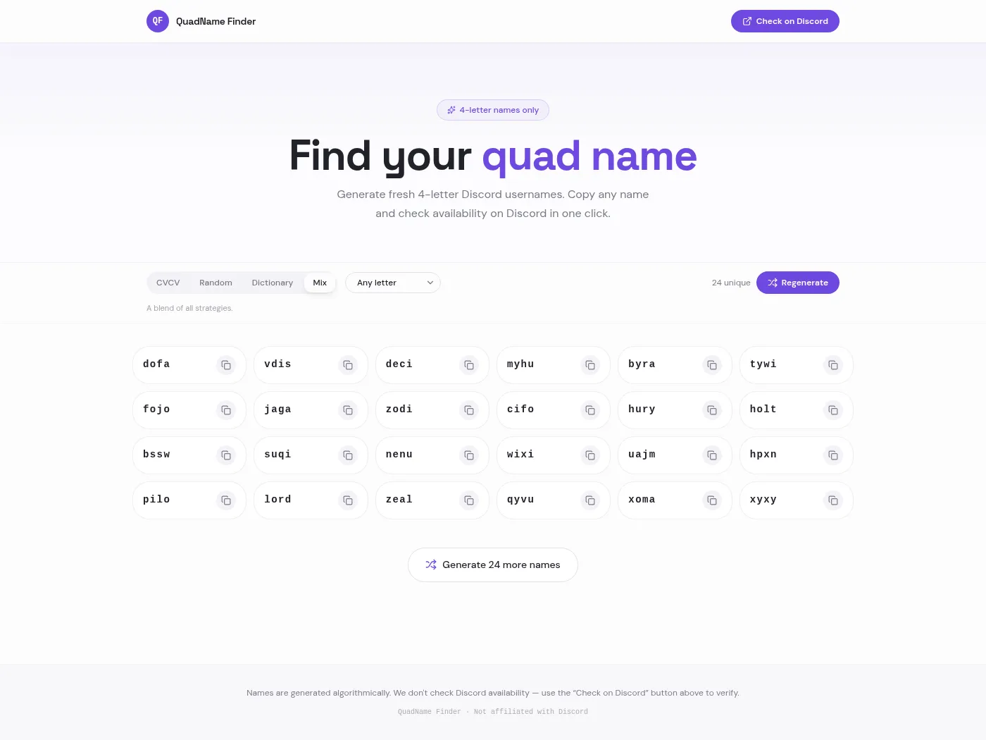QuadName Finder