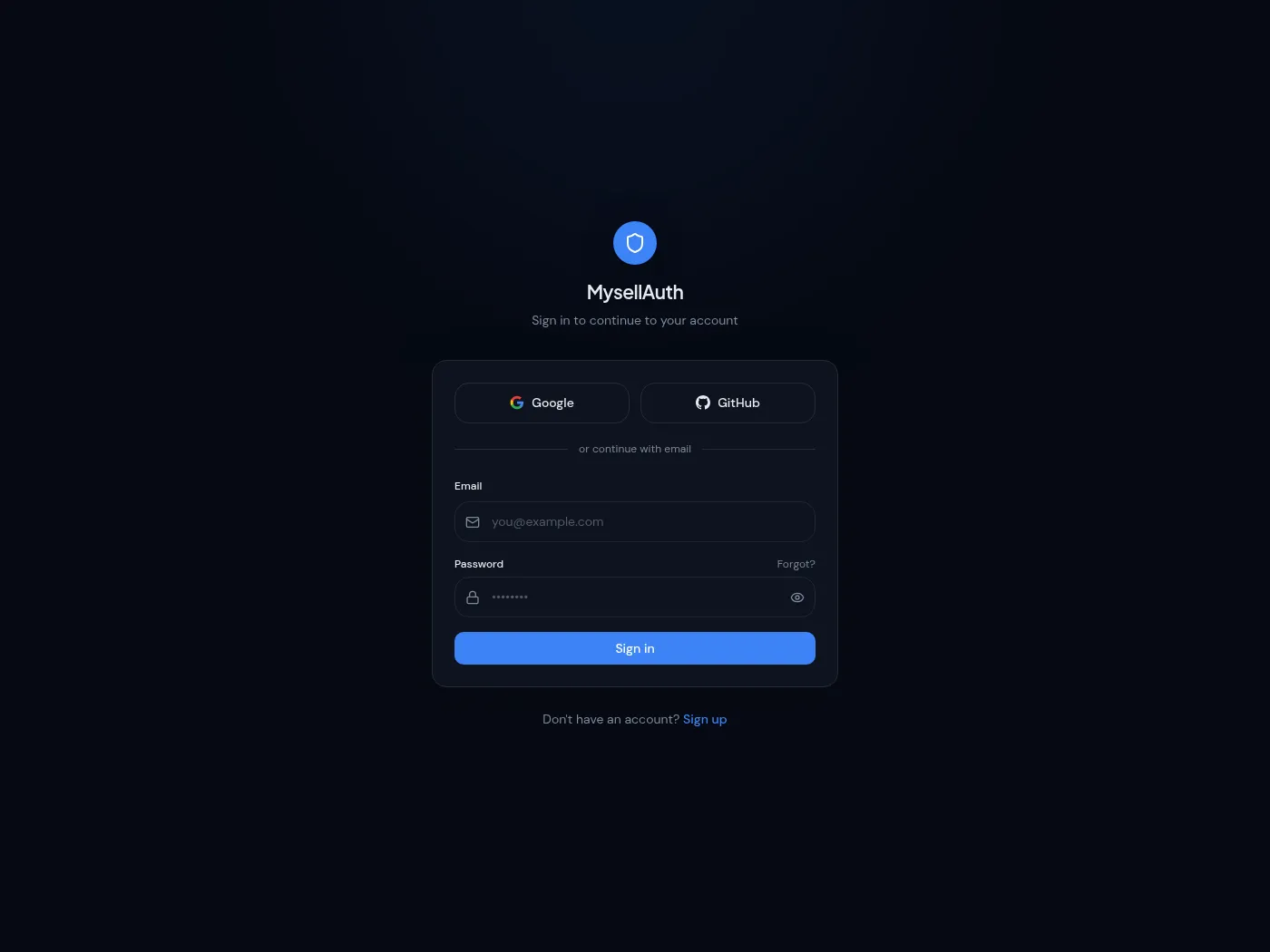 MysellAuth Dark Blue Theme