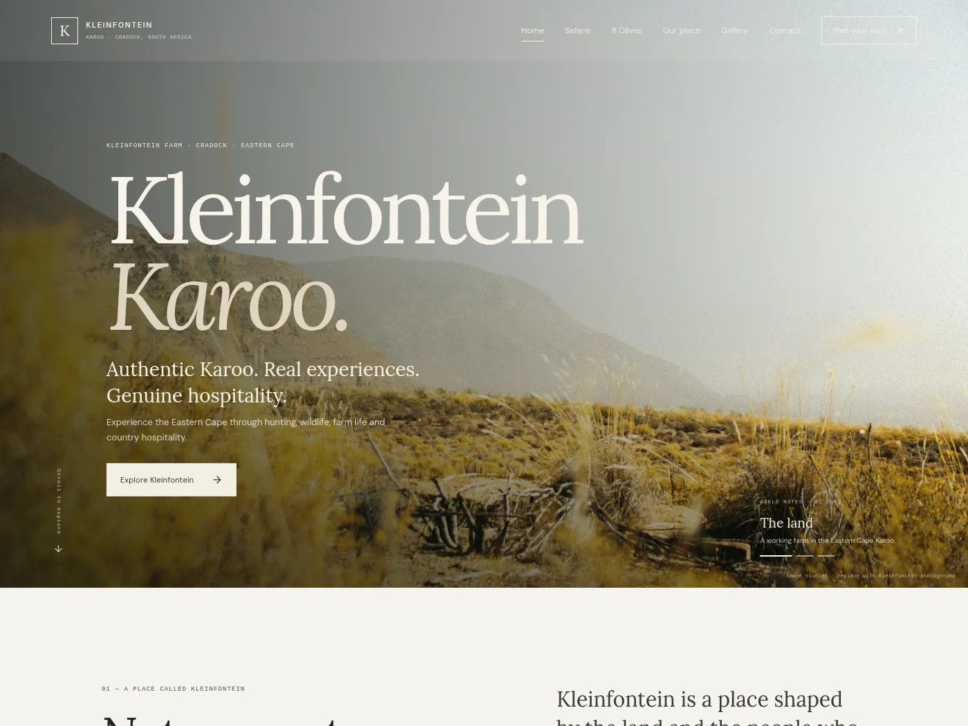 Kleinfontein Karoo Website