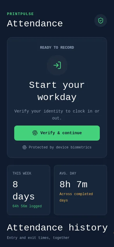 PrintPulse Attendance Tracker