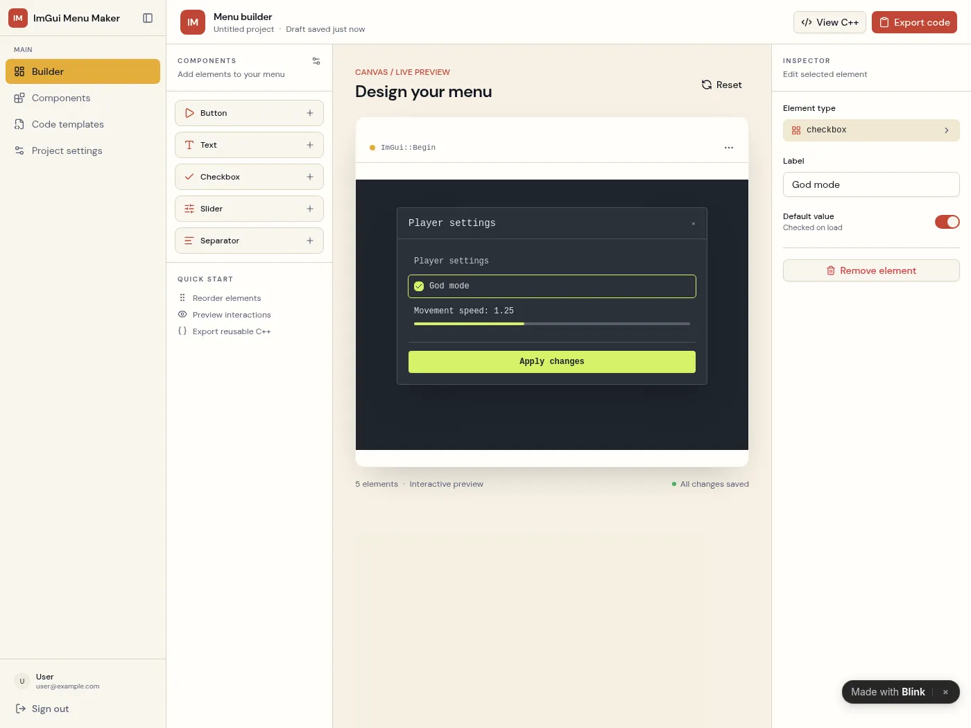 ImGui Menu Maker