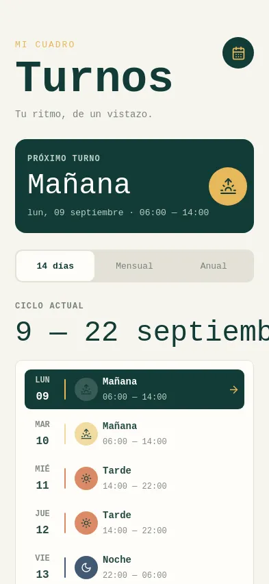 Cuadro de Turnos App