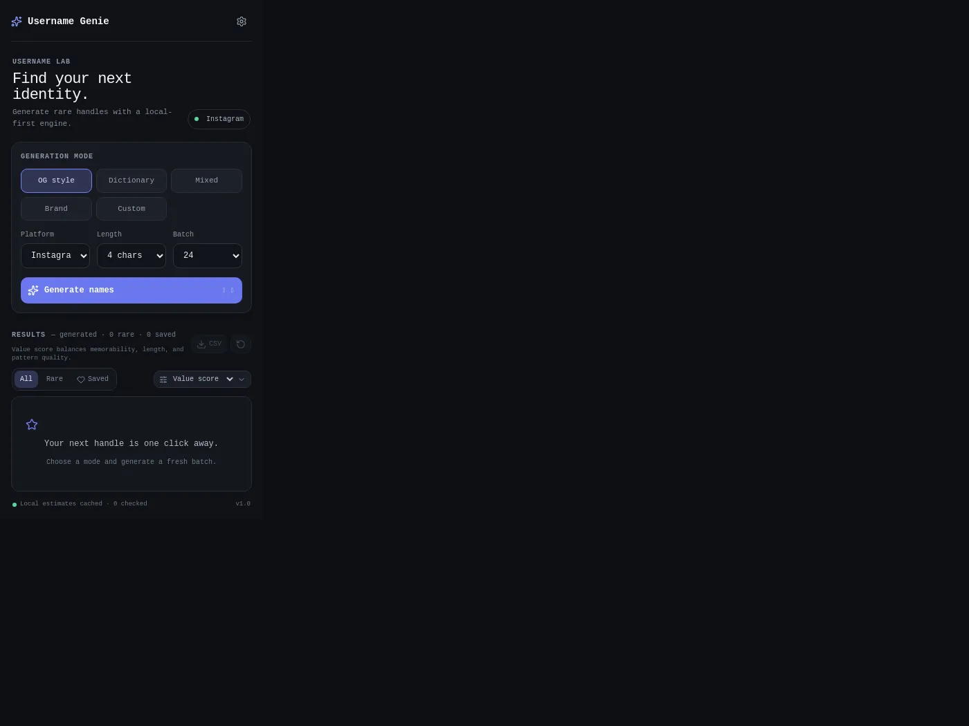 Username Genie Extension
