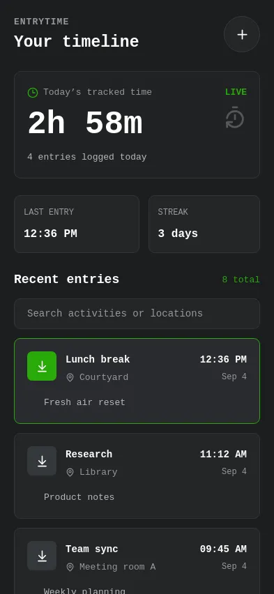 EntryTime Tracker
