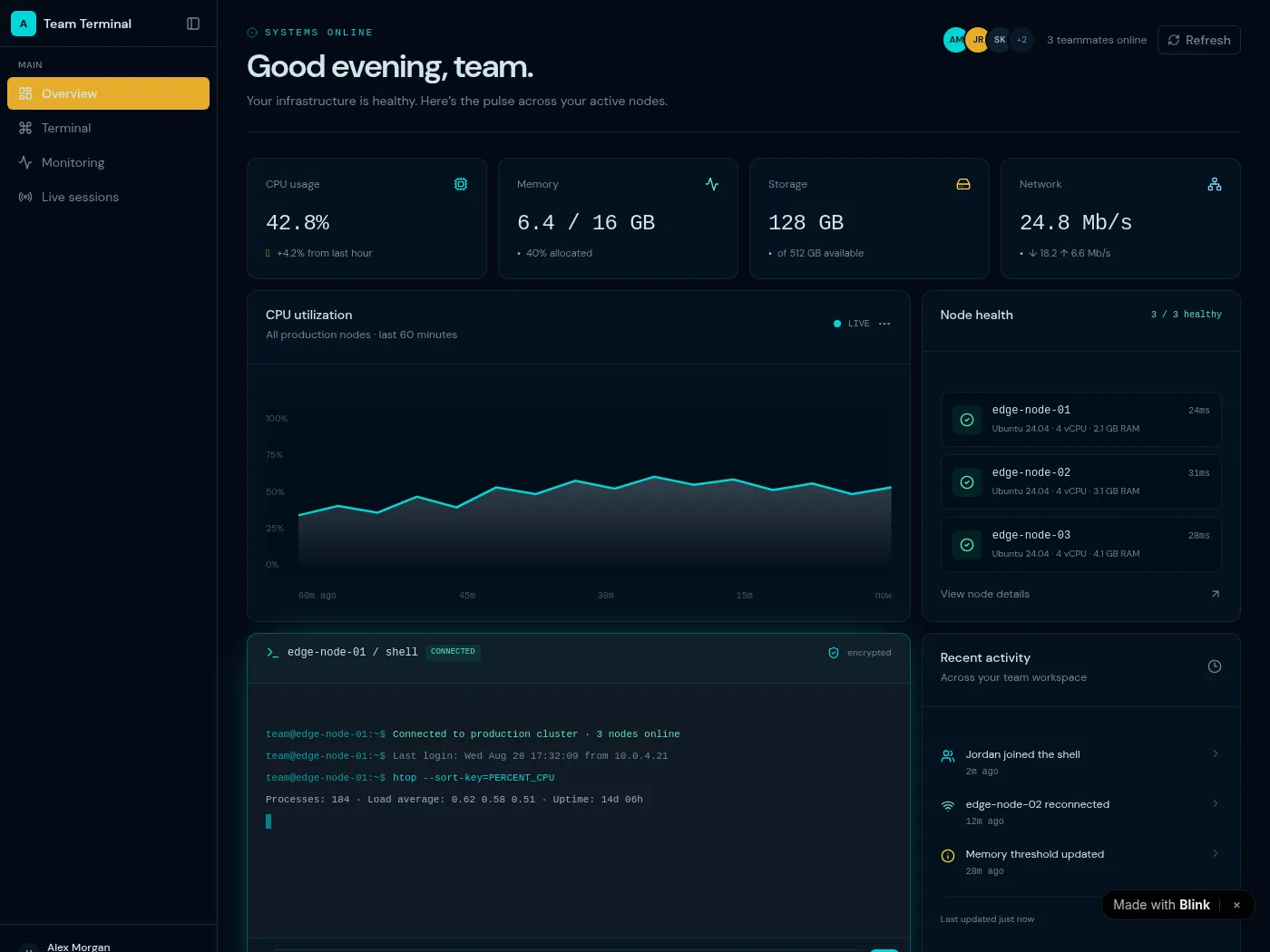 Team Terminal Dashboard