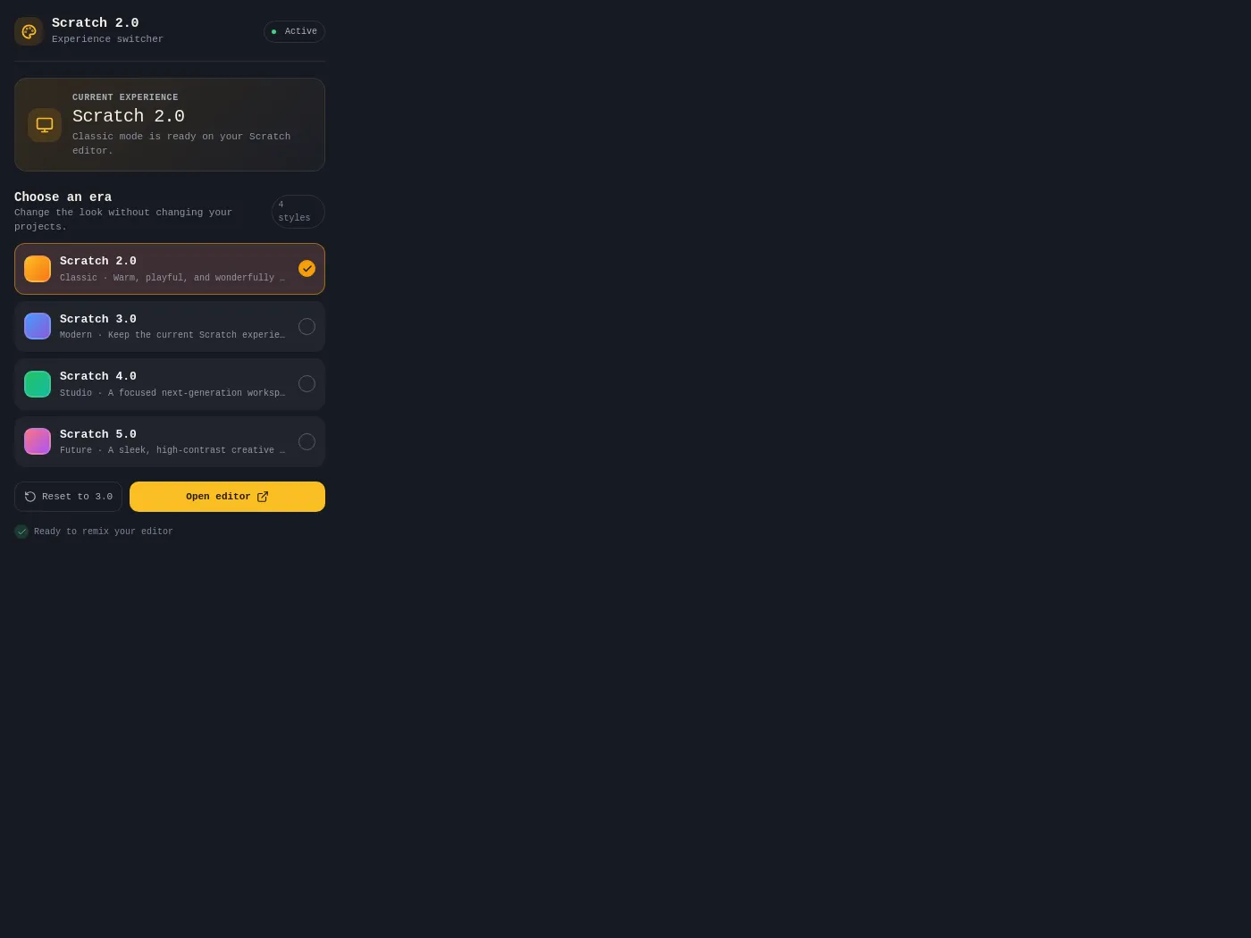 Scratch Experience Switcher