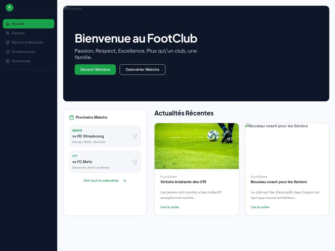 FootClub Web Hub