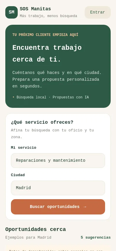 SOS Manitas Client Finder