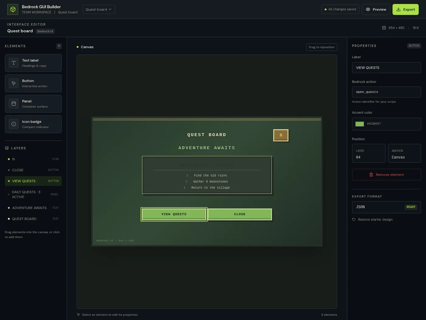 Bedrock GUI Builder
