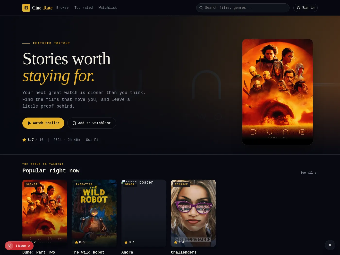 CineRate Movie Database