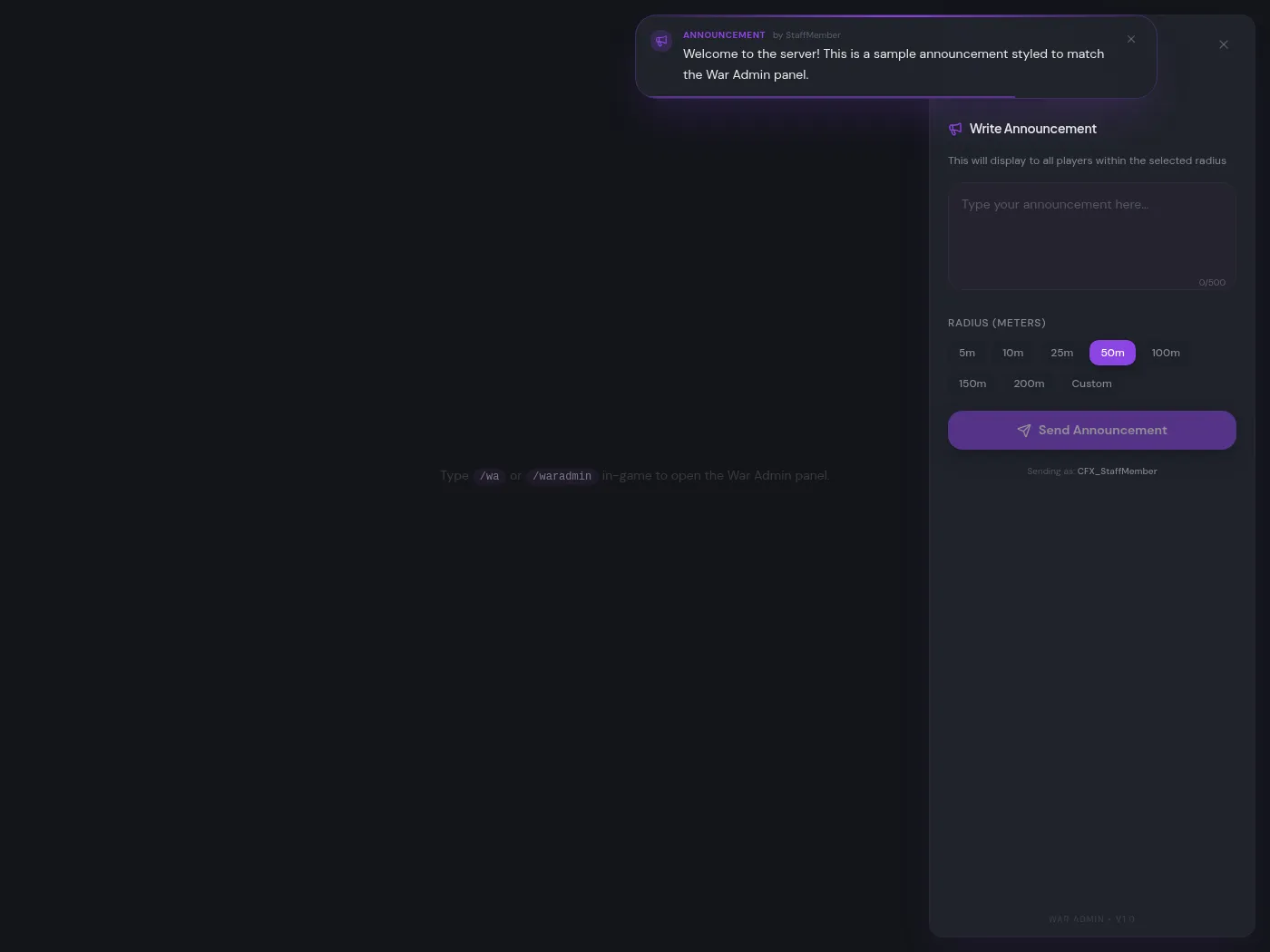 War Admin Panel