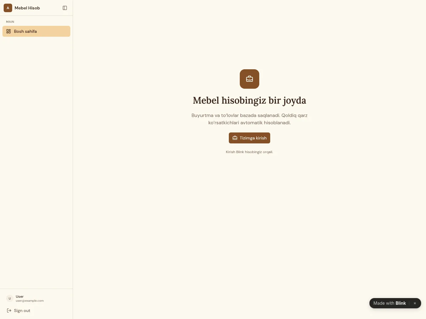 Mebel Hisob Dashboard