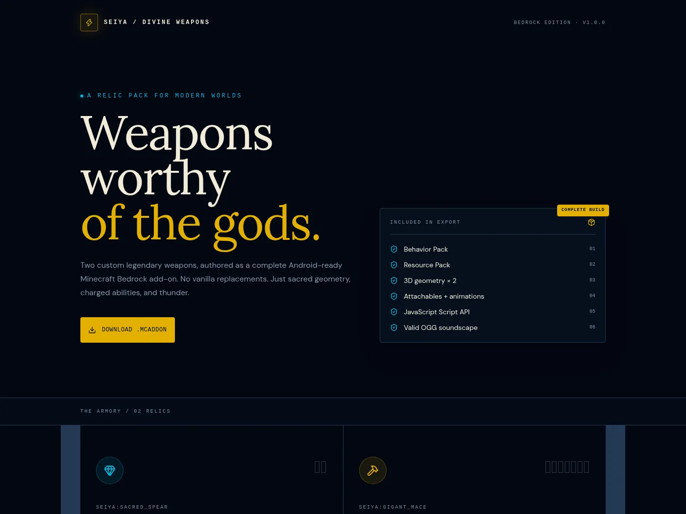 Seiya Divine Weapons Add-on