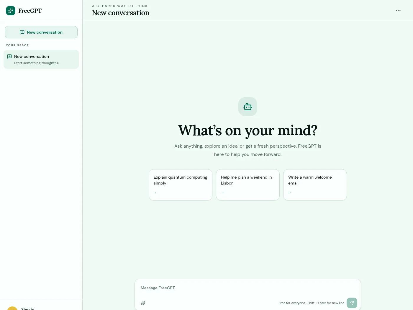 FreeGPT Chat App