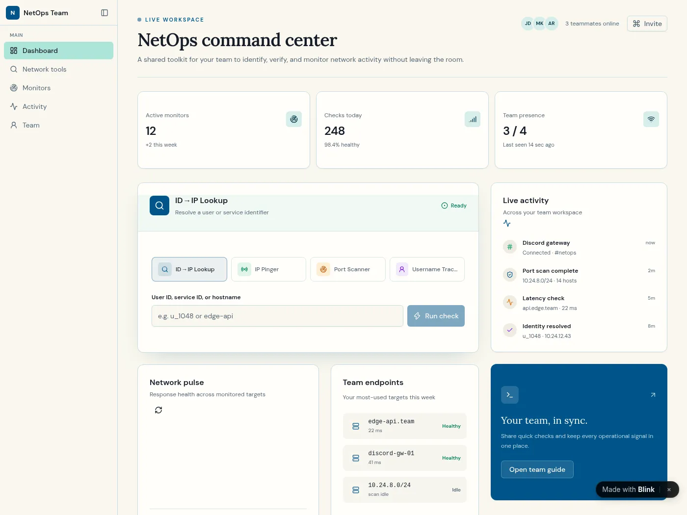 NetOps Team Dashboard