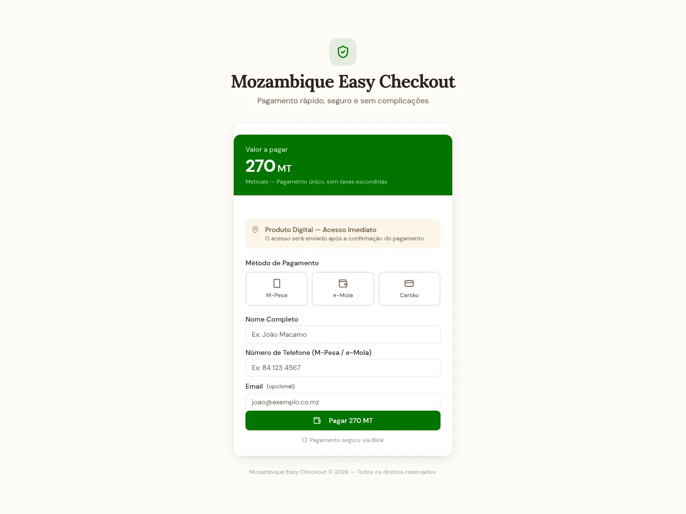 Mozambique Easy Checkout