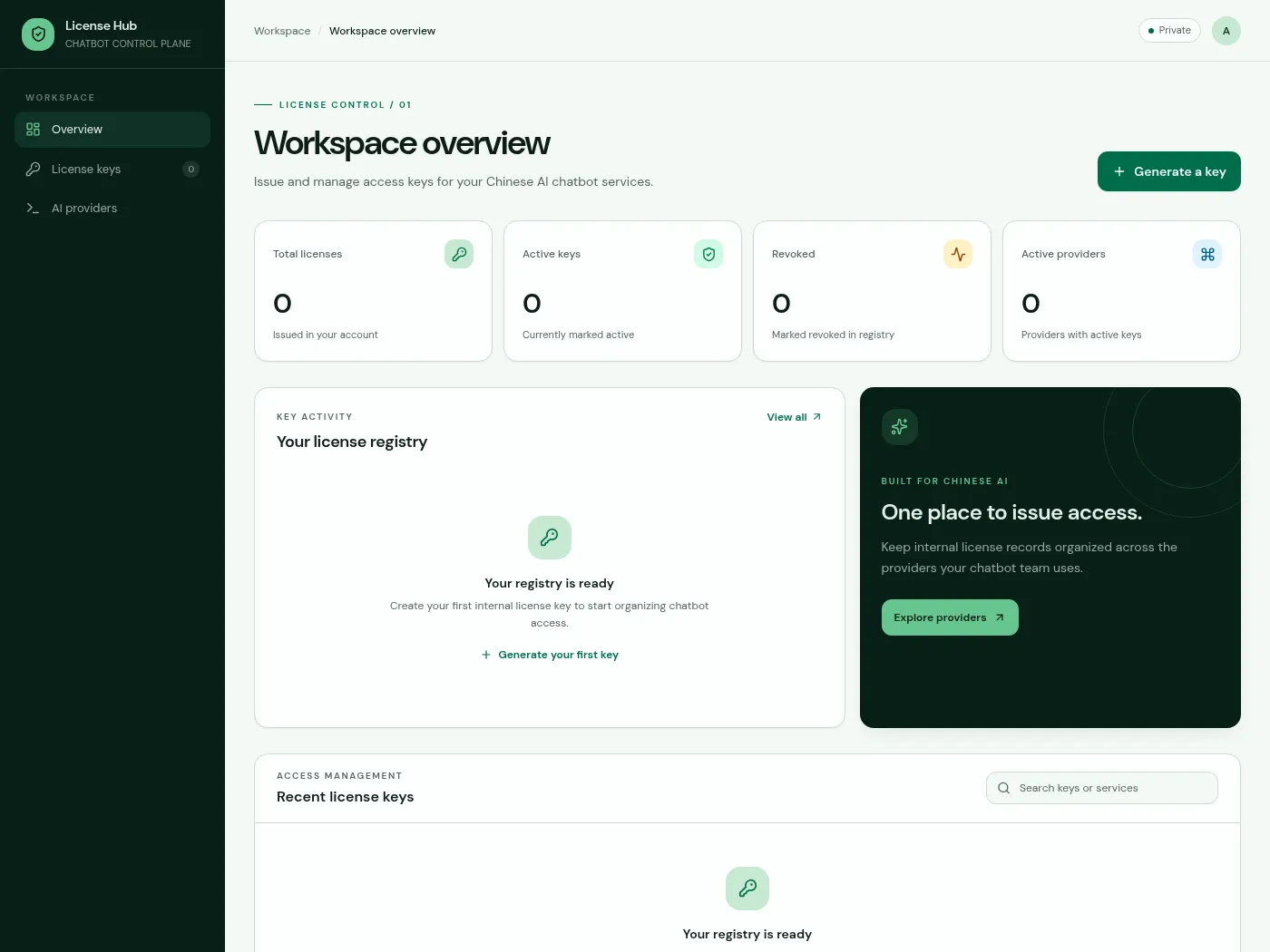 Chatbot License Hub