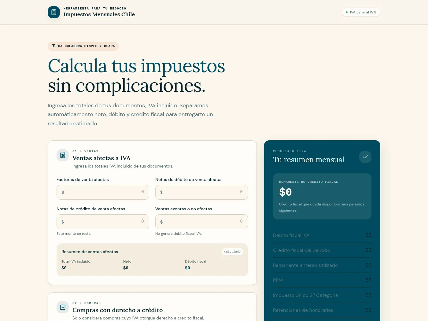 Calculadora Impuestos Chile
