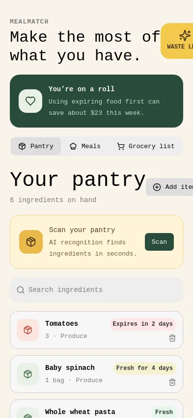 MealMatch Pantry Planner